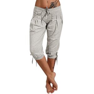 new pants, thenlian fashion women's summer damenloose haremshose capri baggy harem pants (xl, gray)