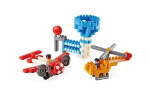 poly m hape city airport | 142piece building brick airport toy set with figurines & accessories, 760023