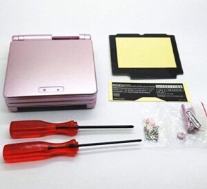 replacement full housing shell case screen lens screws for gba sp game boy advance sp (pink)