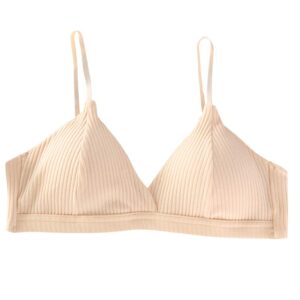 jflyou-bra for women,female ring-free cup sexy bra threaded wrap chest ladies comfortable underwear(khaki,free size)