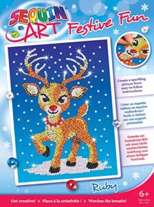 sequin art red ruby reindeer, sparkling arts and crafts kit; creative crafts for adults and kids