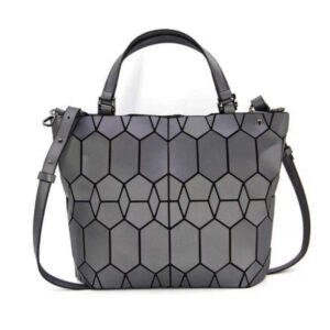 kbinter geometric luminous purses and handbags shard lattice eco-friendly artificial leather rainbow holographic purse (gray)