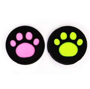 silicone thumb grip cap cover thumbstick joystick for sony ps3 ps4 ps2 xbox one xbox 360 xbox one x s ps4 pro slim cat print (pink+green)