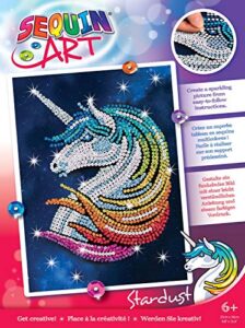 sequin art red stardust unicorn, sparkling arts and crafts kit; creative crafts for adults and kids