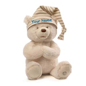 personalized goodnight prayer bear animated talking plush stuffed animal toy for baby boy or baby girl with custom name - 15 inches