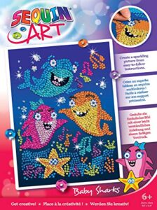 sequin art red baby sharks, sparkling arts and crafts kit; creative crafts for adults and kids