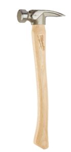 milwaukee 48-22-9419 milled face hickory wood 19 oz. framing hammer