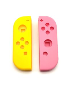 replacement full housing faceplate handle shells case cover for nintendo switch joy-con controller (left yellow right pink)