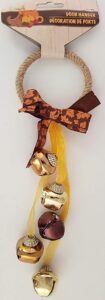 fall harvest thanksgiving jingle bell door knob hangers 11-12”, select bell colors (brown & gold)