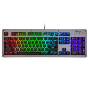 rosewill neon k52 wired waterproof gaming keyboard, 8 rgb backlight effects, 104 keys 19 keys anti-ghosting 12 multimedia hotkeys aluminum base