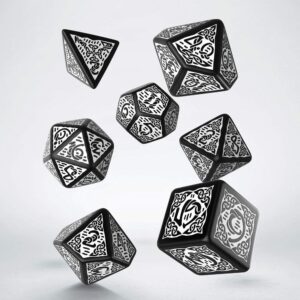 celtic 3d revised black & white dice set