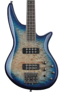 jackson js series spectra bass js3q, amber blue burst, laurel fingerboard