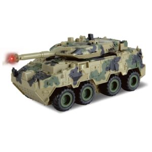 vokodo military tank battle truck toy push and go with lights and sounds durable quality pivoting top friction power kids armored vehicle play army car great gift for children boys girls camouflage