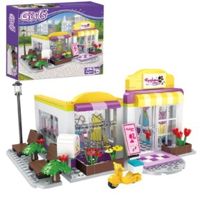 brick story girls friends fashion clothing store building sets 263 pcs shop house building kit creative shopping role play building toys christmas birthday gift for kids aged 6-12