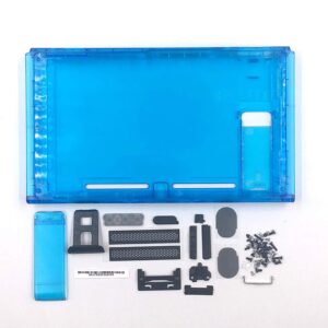 replacement hard housing shell front faceplate back cover case with buttons screws kit for nintendo switch ns console (clear blue)