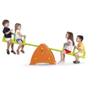 ecr4kids quad seesaw teeter-totter for 4 kids - sturdy and durable for home, daycare or preschool use, large