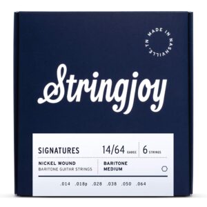 stringjoy bal14b baritone signatures nickel electric guitar strings, 14-64 balanced medium gauge, baritone guitars strings electric 6 string set