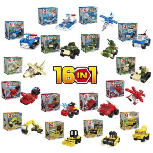 qstar mini 16 car building blocks compatible with lego party favors for kids, prizes for kids classroom, goodie bag fillers