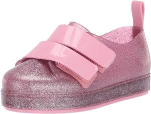 mini melissa girl's go sneaker bb (toddler/little kid) pink glitter 5 toddler m