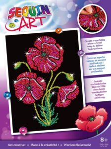 sequin art purple poppies, sparkling arts and crafts kit; creative crafts for adults and kids