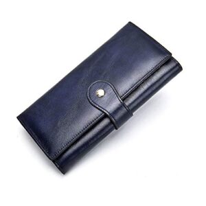 shuibian women's rfid blocking genuine leather clutch wallet multi card holder organizer ladies purse with zipper pocket (blue2)