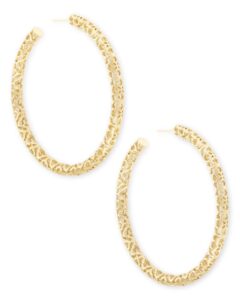 kendra scott maggie 2.5" hoop earrings for women, fashion jewelry, 14k gold-plated filigree