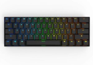 corn anne pro 2 mechanical gaming keyboard 60% true rgb backlit - wired/wireless bluetooth 5.0 pbt type-c up to 8 hours extended battery life, full keys programmable (gateron blue, black)