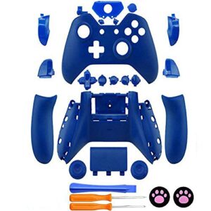 feiyen full housing shell case cover with buttons for xbox one wireless controller with pink joysticks + t8 t6 screwdriver (matte blue)