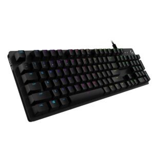 logitech g512 mechanical gaming keyboard special edition,rgb lightsync backlit keys,gx blue clicky key switches,brushed aluminum case,customizable f-keys, usb pass through,azerty france - black