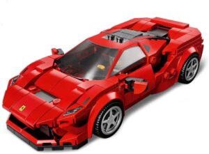 lego 76895 speed champions ferrari f8 tributo racer toy, with racing driver minifigure, race cars building sets, 7 years and up.