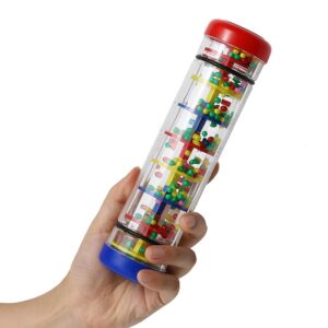 rainmaker 8 inch mini rainstick for babies rattle tube rain stick shaker music sensory auditory instrument toy for baby child girl (8 inch)