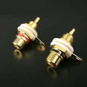 2 pcs terminal gold plated copper panel mount female jack terminal socket audio connector