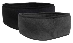 n'ice caps kids fleece headbands 2-pack | stretchy | full ear coverage boys girls (black/charcoal grey pack, one size fits 4-16 years)