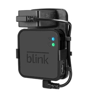 outlet wall mount for blink sync module 2, mount bracket holder for bink ourdoor indoor camera security with no messy easy to move (black)