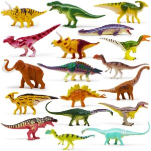 boley 18 pack 4" dinosaur toy set - educational dinosaur and mammoth figures - realistic toys for kids - perfect for learning and play - great birthday party favors - safe & durable - ages 3+