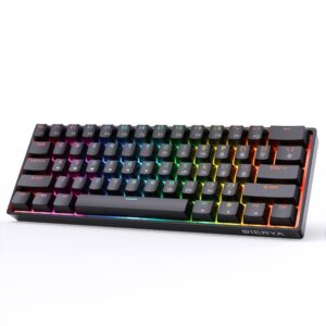 dierya dk61e 60% percent mechanical gaming keyboard, optical blue clicky switch, pbt keycap, rgb backlit, waterproof, wired usb c mechanical keyboard with full keys programmable