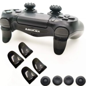 l2 r2 ps4 trigger extenders (2 pairs l2 r2 triggers, 4pcs joystick cap, 2 pairs led light bar decal) for ps4 controller(black)