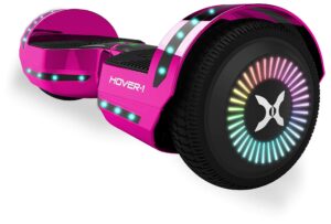 hover-1 chrome 2.0 electric self balancing hoverboard with 7 mph max speed, dual 200w motors, 6 mile range, and 6.5” wheels electric hoverboard