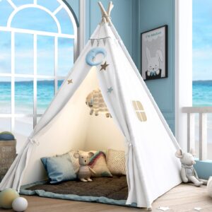 sumerice teepee play tent for kids with carry case, foldable girls playhouse toy tent, gift for baby toddler to play game indoor and outdoor