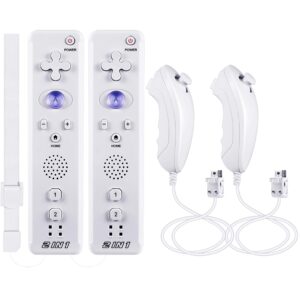 suily built-in motion plus remote + nunchunk controller 2 in 1 set compatible for wii (2* black set)