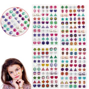 augsun 240 piece sticker earrings 3d gems sticker girls sticker earrings self-adhesive glitter craft crystal stickers