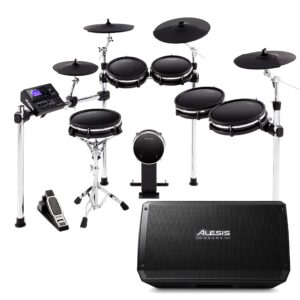 alesis dm10 mkii pro kit + strike amp 12 | 10-piece all-mesh electronic drum kit bundled with 2000-watt ultra-portable powered drum speaker/amplifier