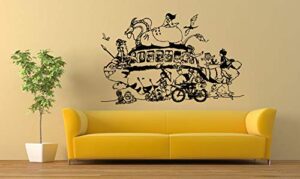 wall vinyl sticker cartoon bus fantasy dragon children kids room mural decal art decor lp2098