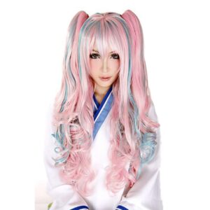 neartime cosplay synthetic curly wigs, colorful beautiful long cool full lace front hair girl curly multicolor hair wig