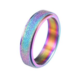 tronet rings women's stainless steel spinner ring sand blast finish comfort size 6-13a good gift for a girlfriend, boyfriend, family