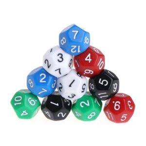 buzhi 10pcs portable 12 sided acrylic number dice multicolor for dungeon & dragon game accessories table games toy supplies