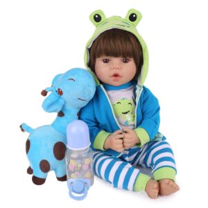 charex realistic reborn baby dolls lifelike weighted reborn boy 18 inch toddler soft body toy giraffe gift set