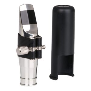 yibuy silver jazz e-flat alto saxophone mouthpiece 7# pu and leather cap 90 x 36 mm