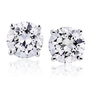 1/2 cttw natural diamond earrings ags certified diamond stud earrings for women 14 karat white gold round brilliant shaped earrings 4 prong setting with screw back and post studs