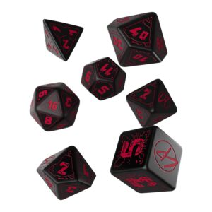 q-workshop the cyberpunk rpg dice set , black, 2.4 x 16.4 x 10.4 cm